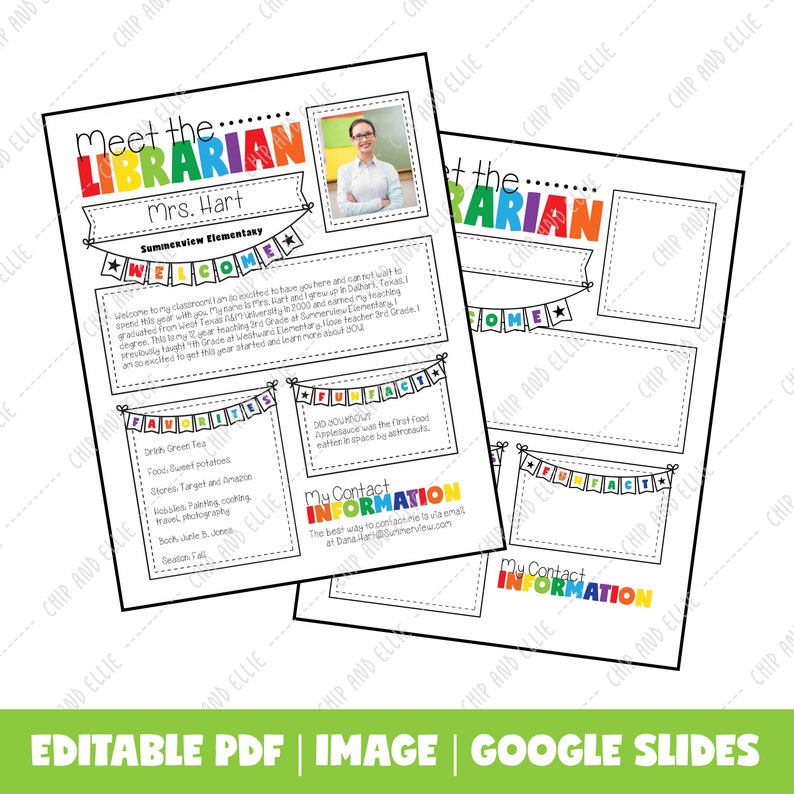 Meet the Librarian Flyer Google Slides Instant Download | Etsy