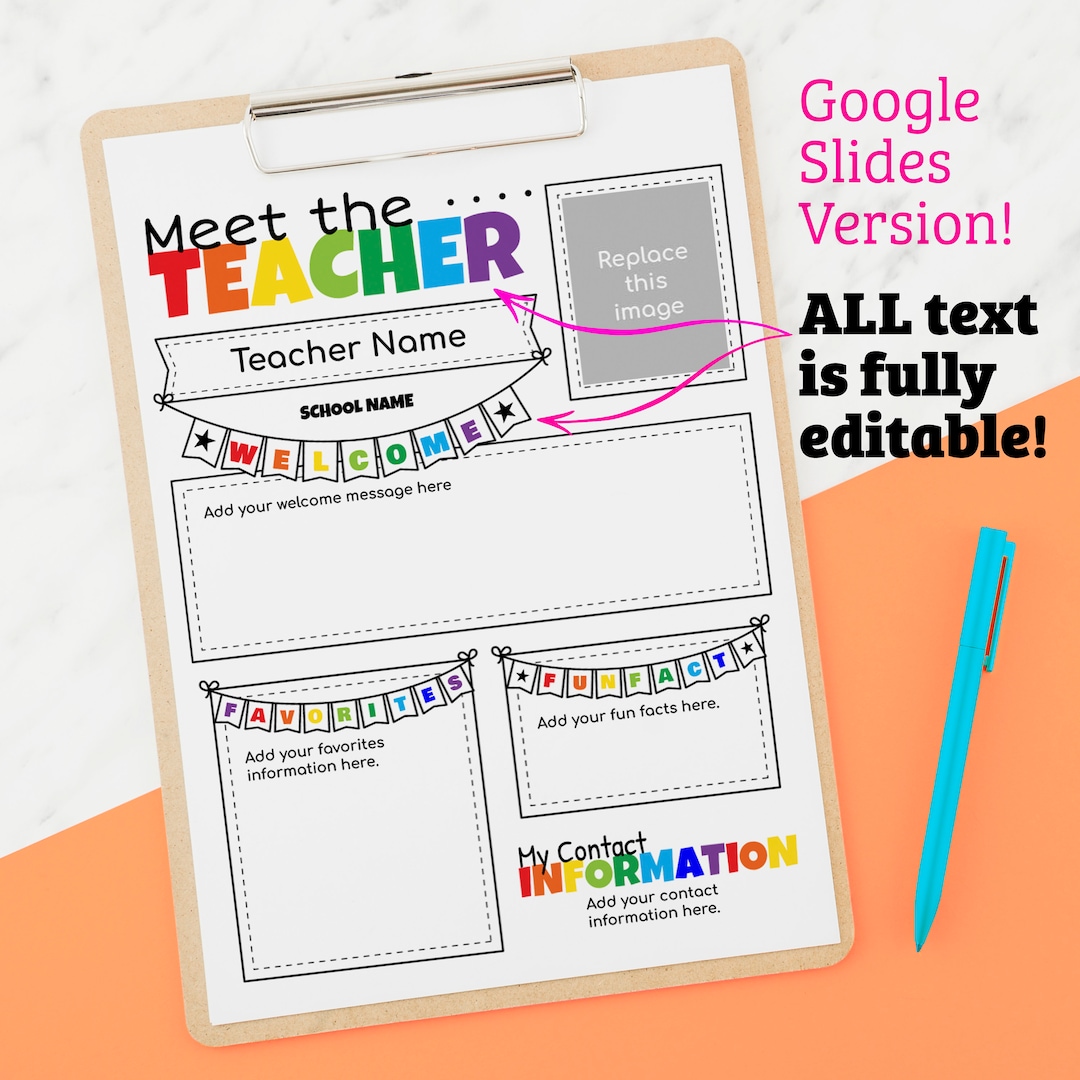 Meet the Teacher | Editable Teacher Flyer | Google Sheets | Instant ...