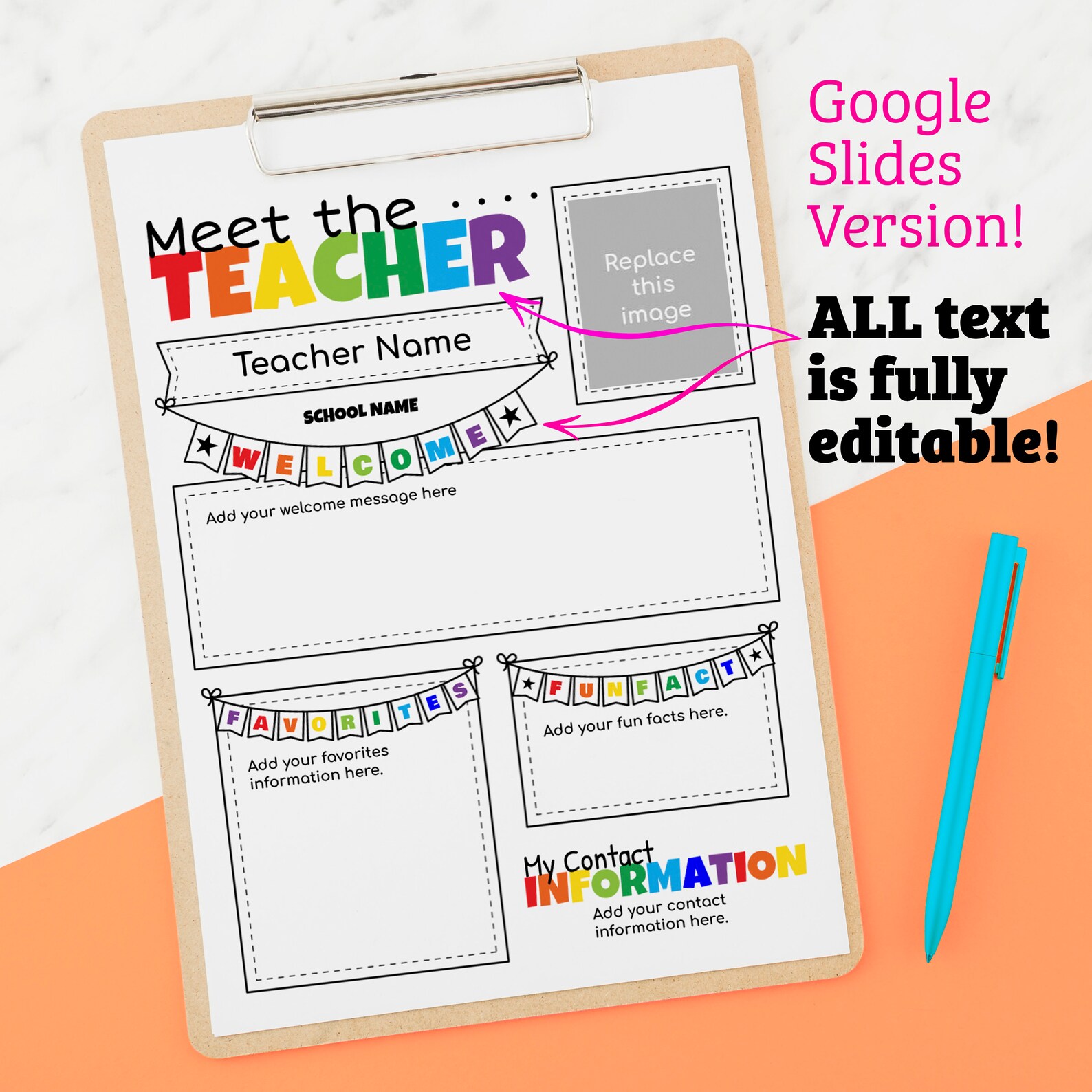 Meet the Teacher Editable Teacher Flyer Google Sheets - Etsy