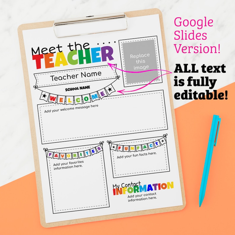 Meet the Teacher Editable Teacher Flyer Google Sheets | Etsy