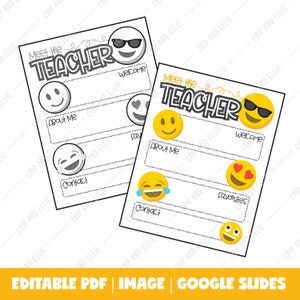 Emoji Meet the Teacher Flyer - Google Slides - Instant Download ...