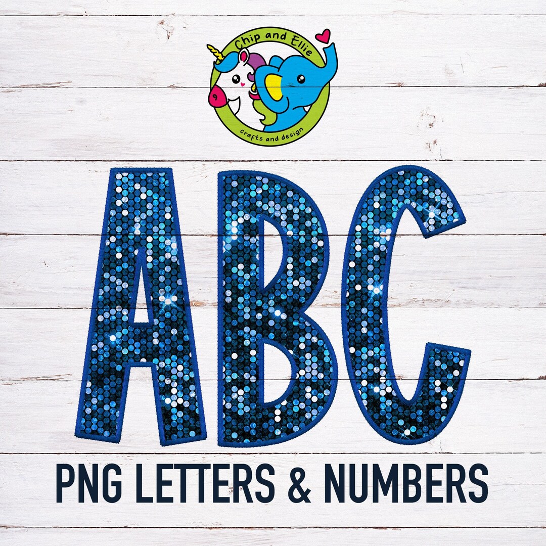 Embroidery Sparkle Letters | Blue | High Res PNG | Alpha Pack | Faux ...