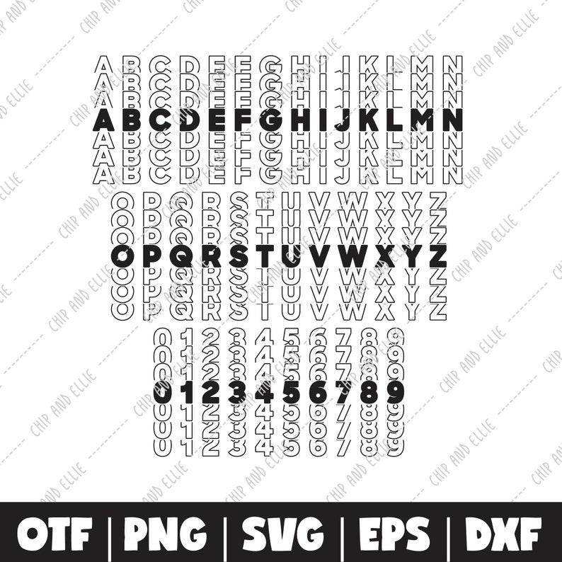 Stacked SVG Font OTF Installable Font DXF Eps Png School - Etsy