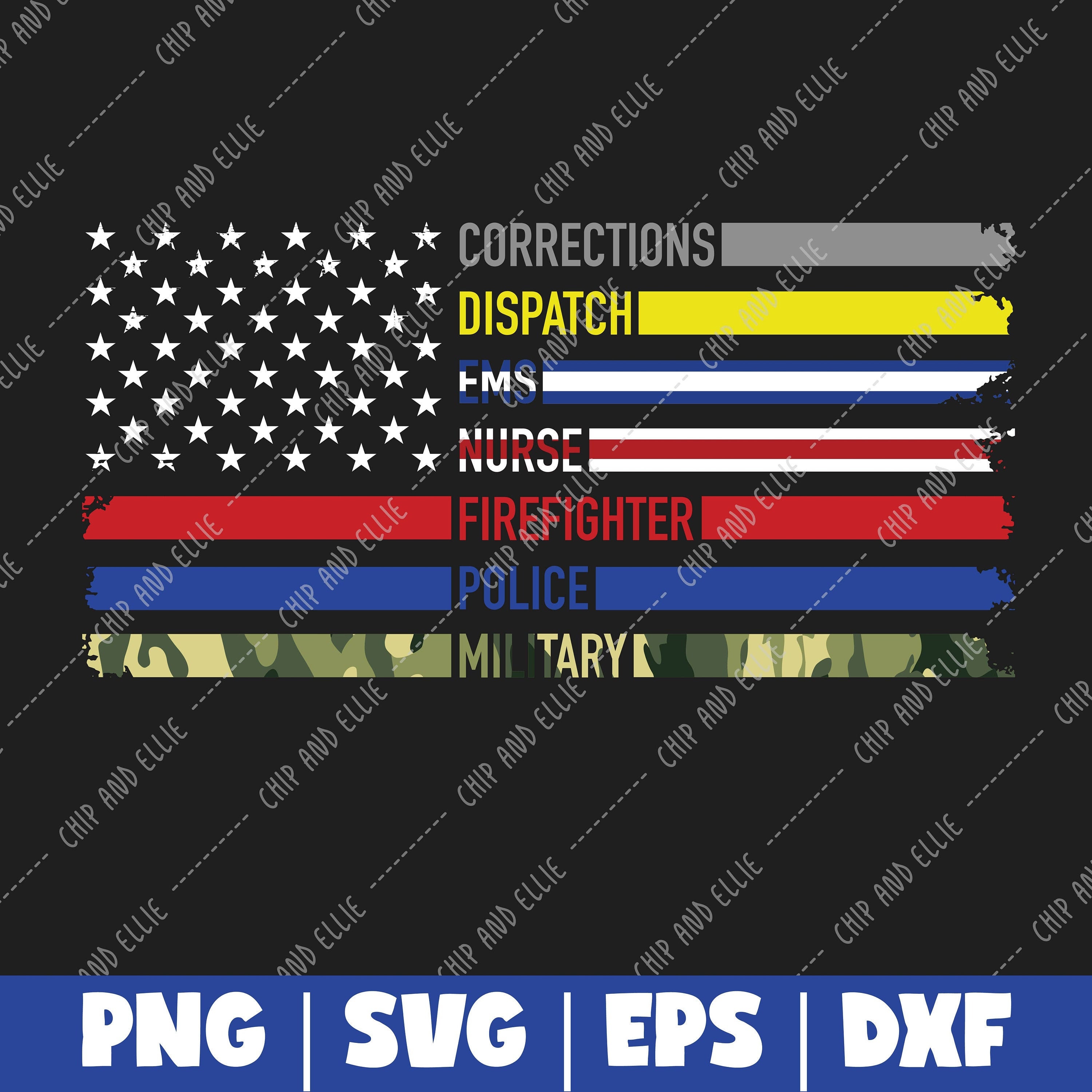 First Responder Svg | Police Ems Firefighter Nurse Military Corrections ...