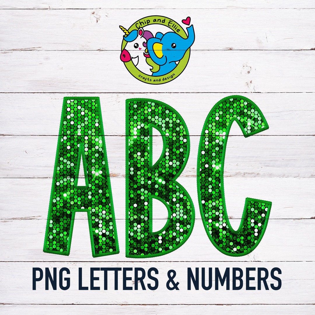Embroidery Sparkle Letters | Green | High Res PNG | Alpha Pack | Faux ...