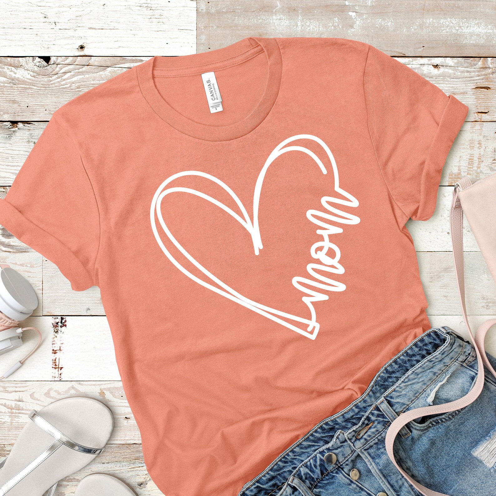 Mom Heart Line Cut File | Heart SVG | Instant Download | PNG Dtf Eps ...