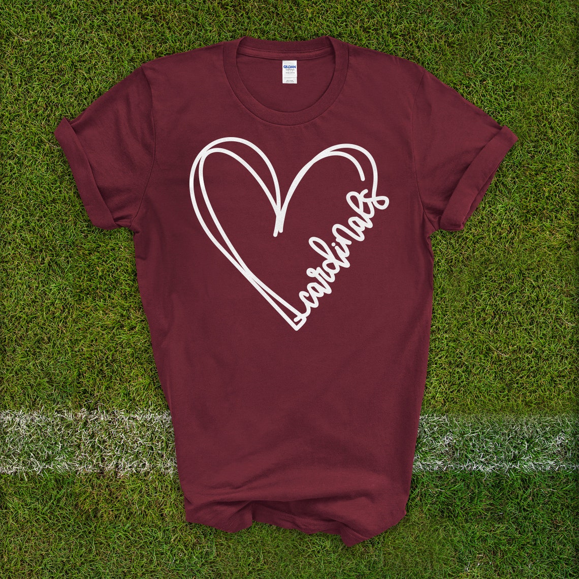 Cardinals Svg School Mascot Heart Line Heart Doodle | Etsy