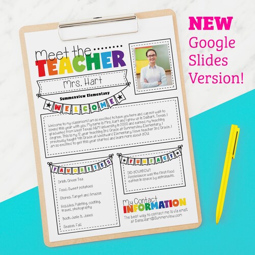 Crayon Meet the Teacher Flyer Google Slides Instant - Etsy