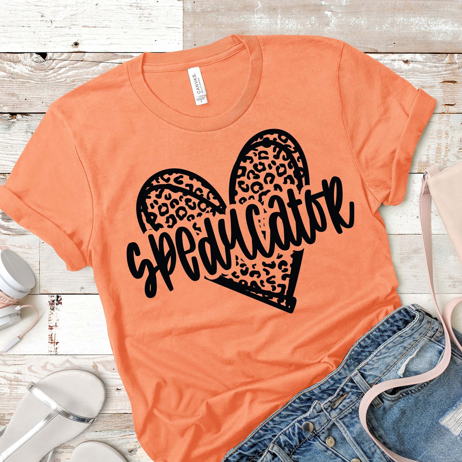 Speducator Leopard Heart Svg Animal Print Heart Teacher - Etsy