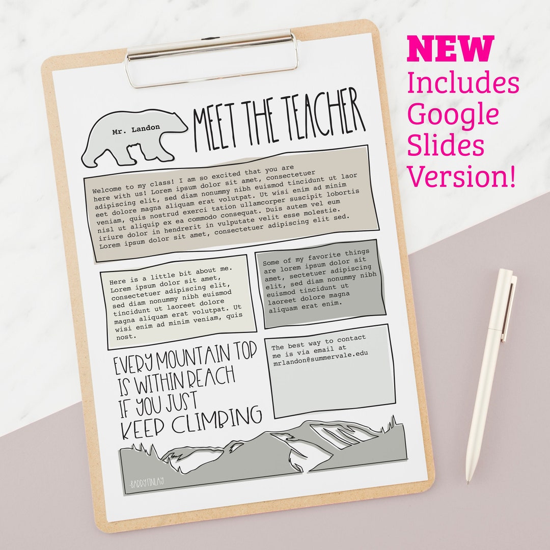 Mountains Meet the Teacher Flyer Bonus Sign in Sheet - Etsy