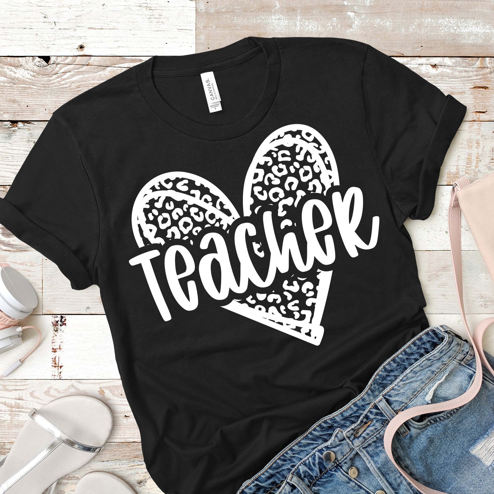 Teacher Leopard Heart Svg Animal Print Heart Teacher - Etsy