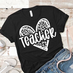 Teacher Leopard Heart Svg | Animal Print Heart | Teacher Appreciation ...