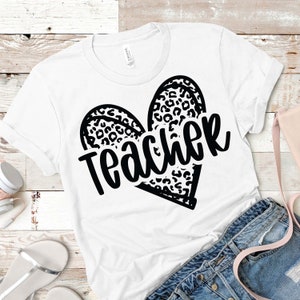 Teacher Leopard Heart Svg | Animal Print Heart | Teacher Appreciation ...
