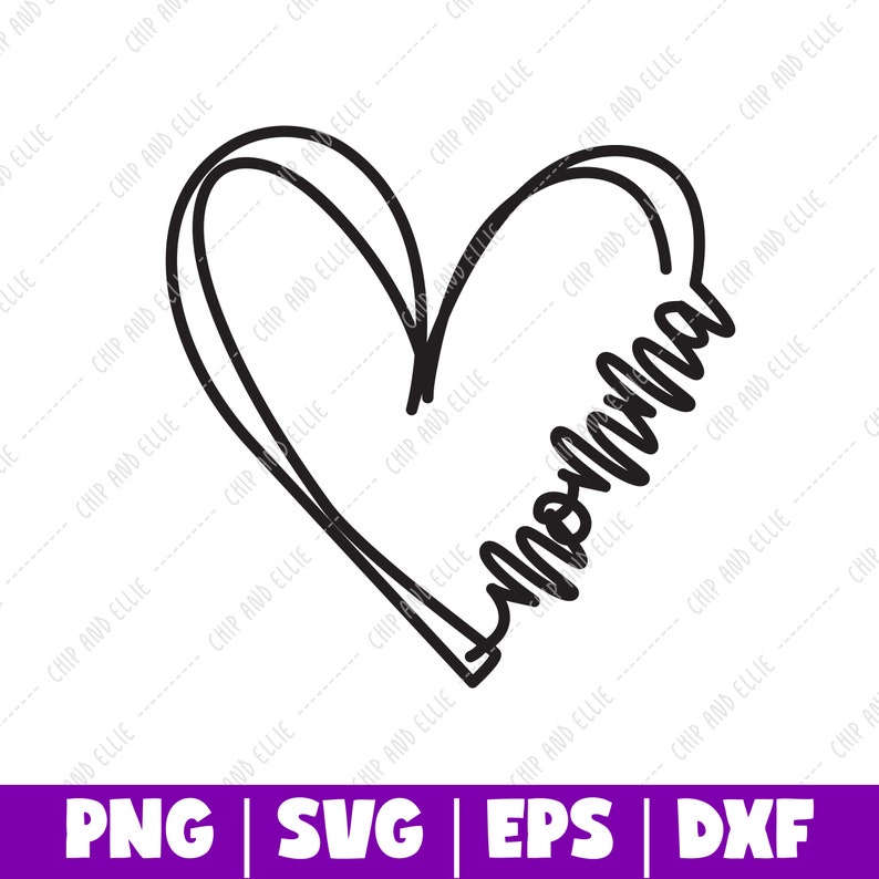 Momma Heart Line Cut File Heart SVG Instant Download PNG | Etsy