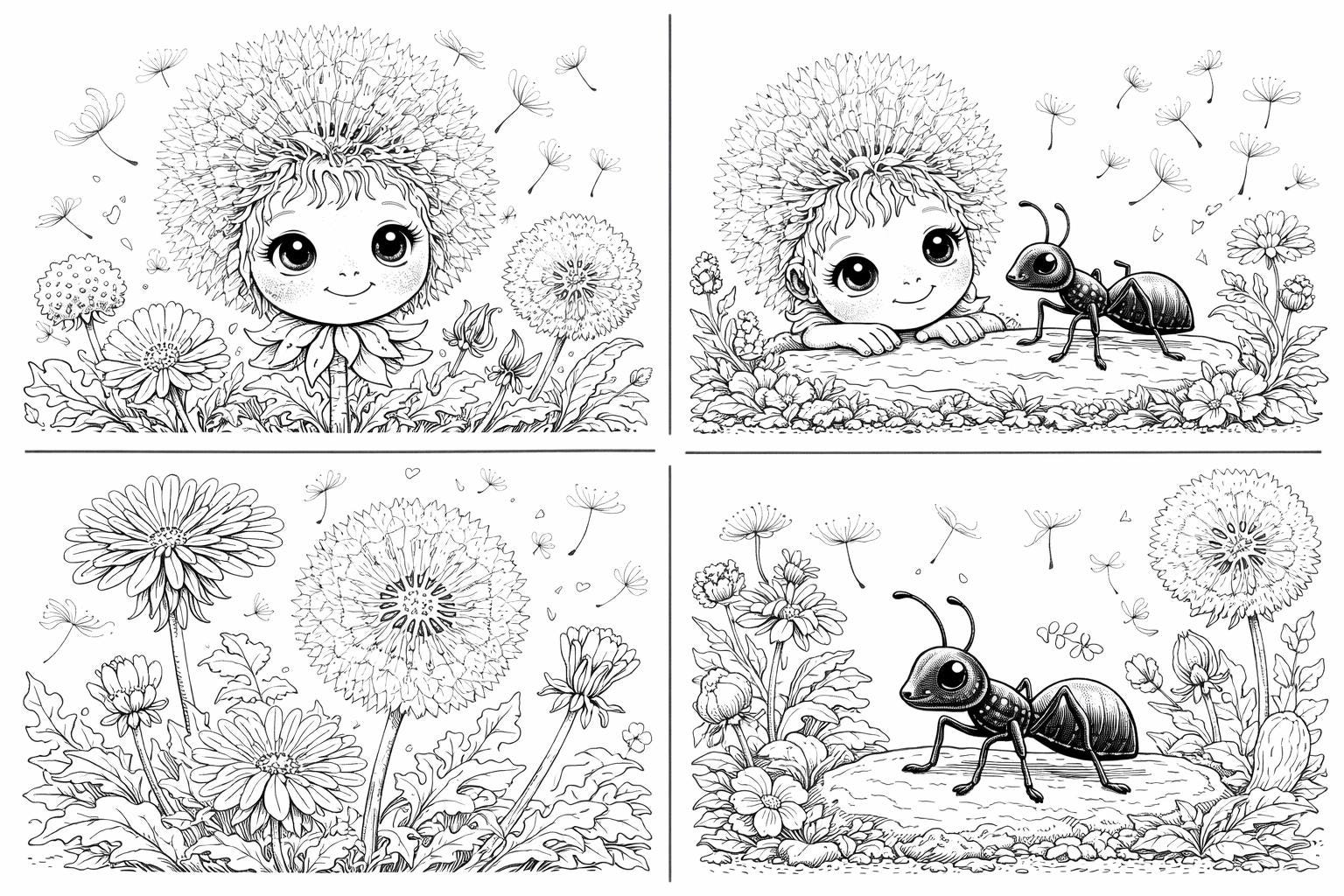 Hollis Dandelion Coloring Pages for Kids, Flower Coloring Book ...