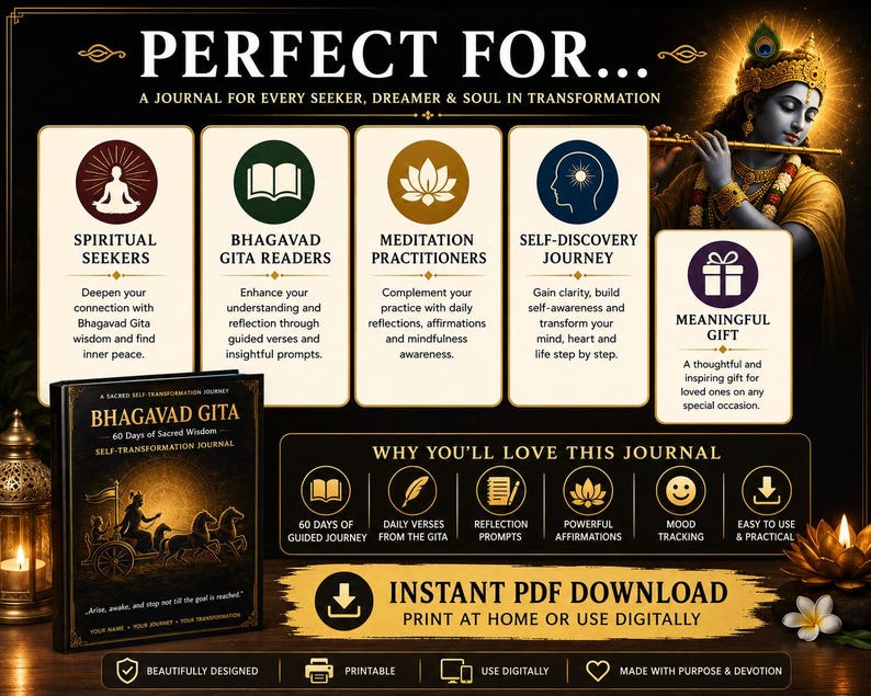 Bhagavad Gita 60-day Spiritual Journal | Self Transformation, Daily ...