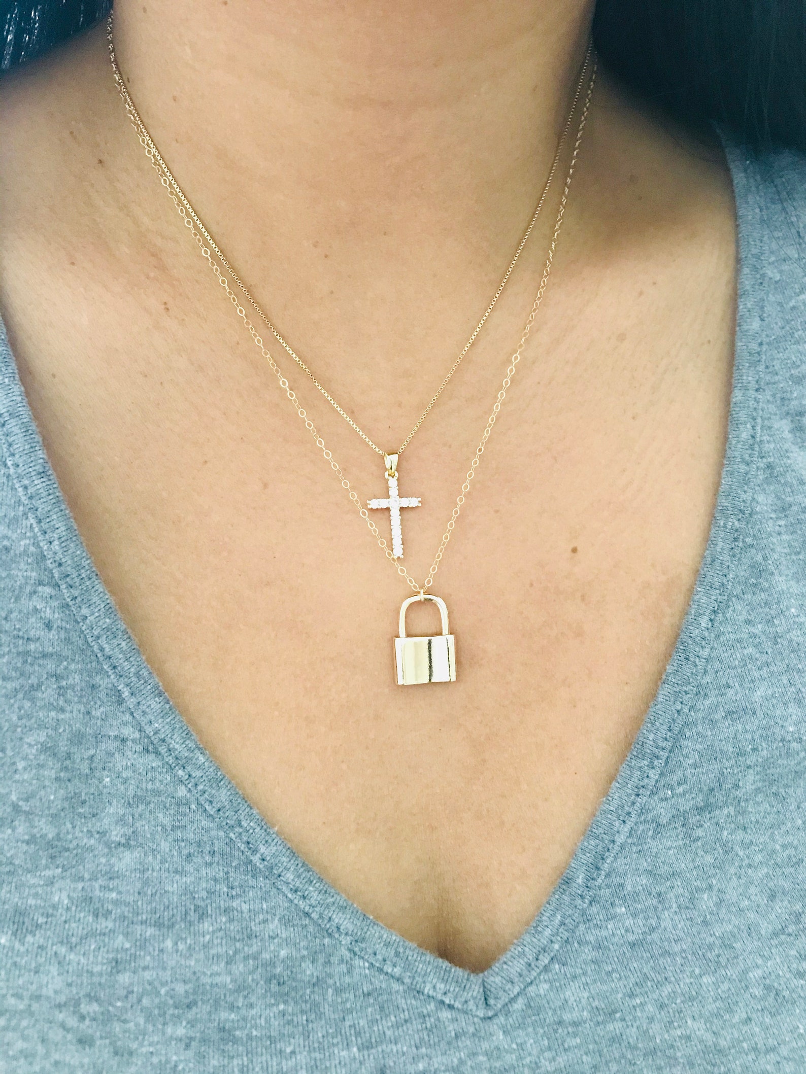 14K Gold Filled Lock Necklace Large Lock Necklace Lock - Etsy