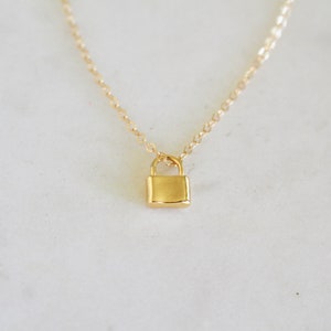 Dainty Gold Lock Necklace, Tiny Lock Necklace, Lock Layering Necklace ...