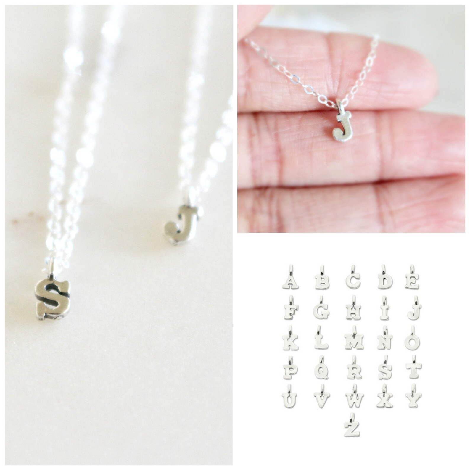 Initial Necklace Block Letter Necklace Tiny Letter Necklace - Etsy