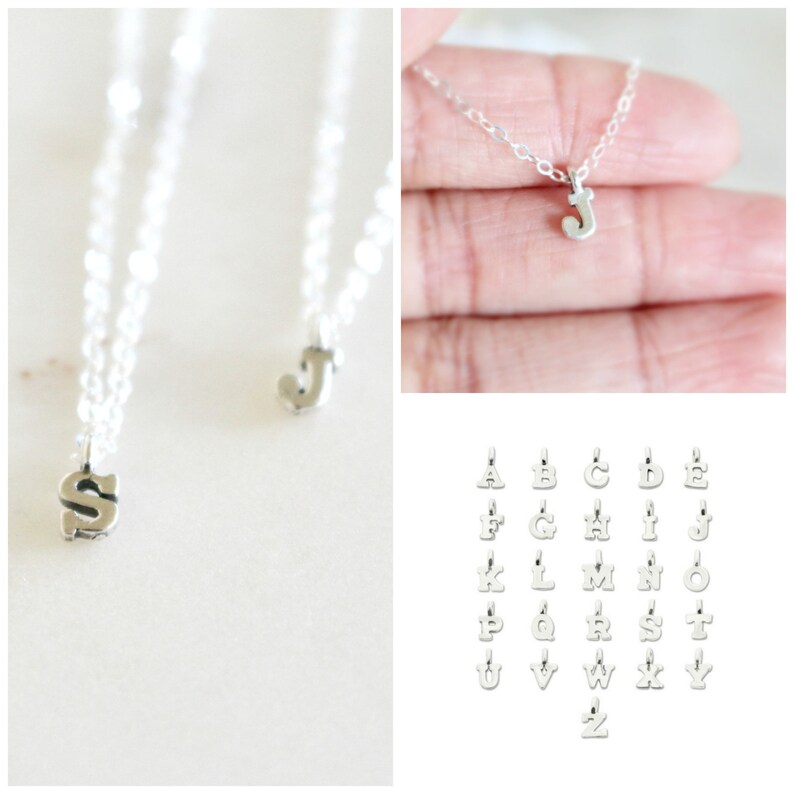 Initial Necklace Block Letter Necklace Tiny Letter Necklace - Etsy