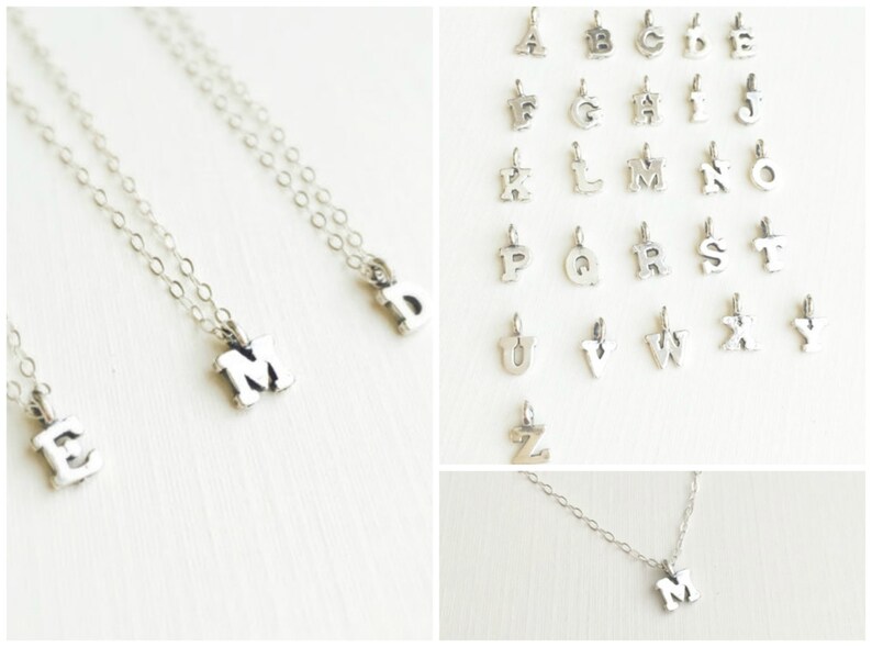 Initial Necklace Block Letter Necklace Tiny Letter Necklace - Etsy