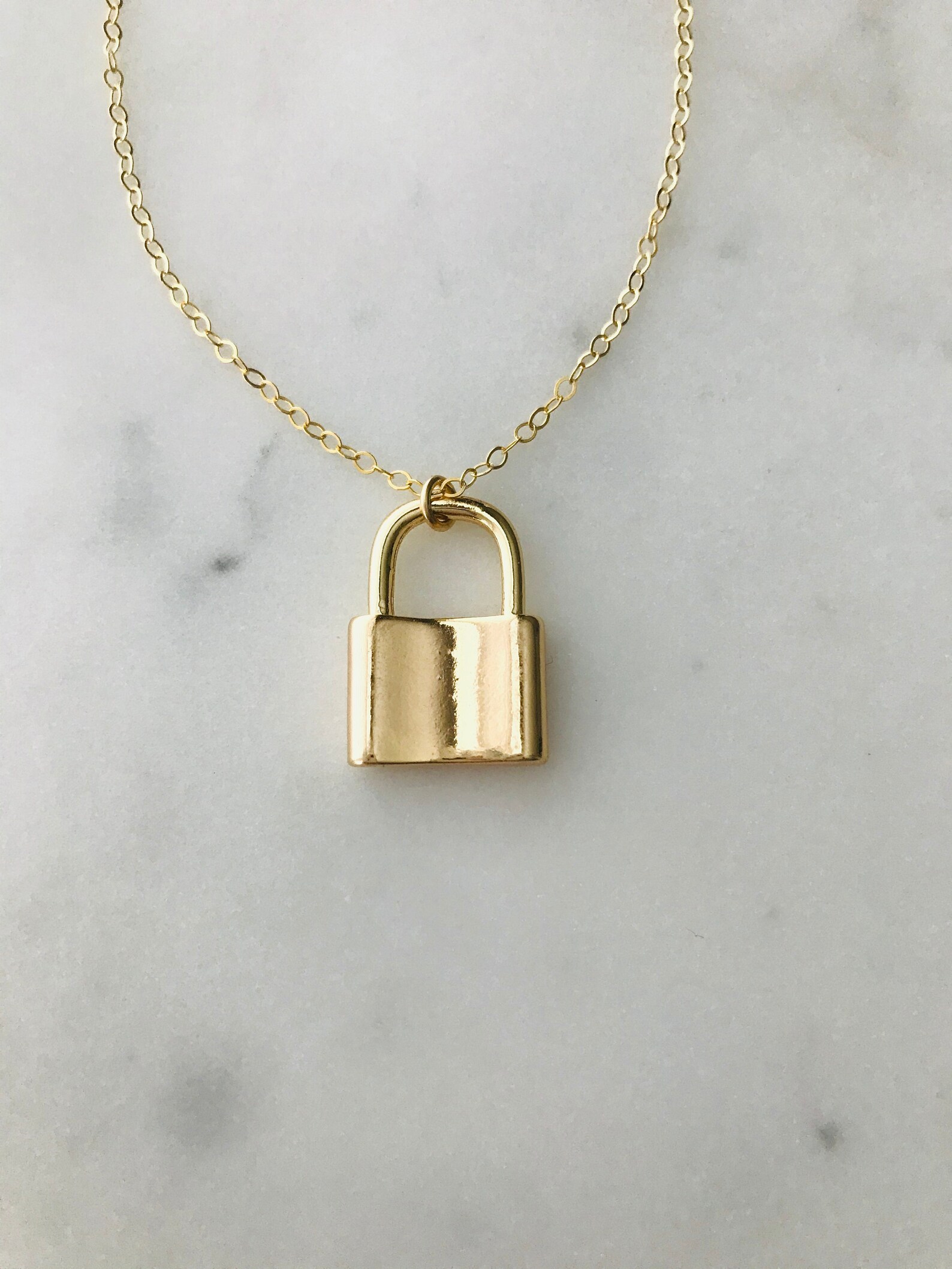 14K Gold Filled Lock Necklace Large Lock Necklace Lock - Etsy