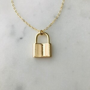 14K Gold Filled Lock Necklace, Large Lock Necklace, Lock Layering ...