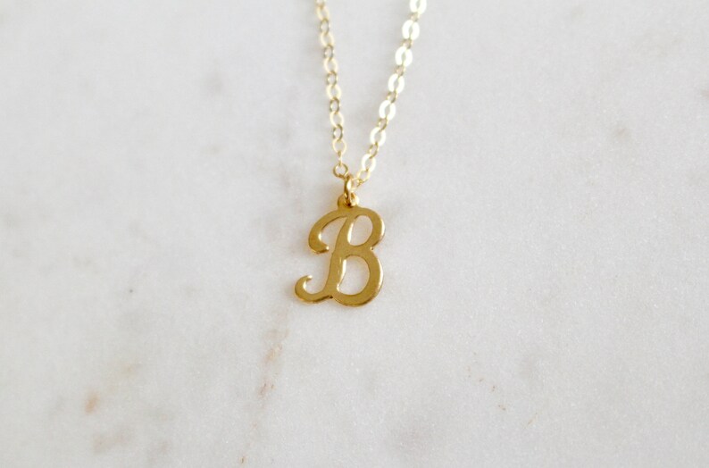 Script Initial B Necklace Monogram B Necklace Gold Necklace | Etsy