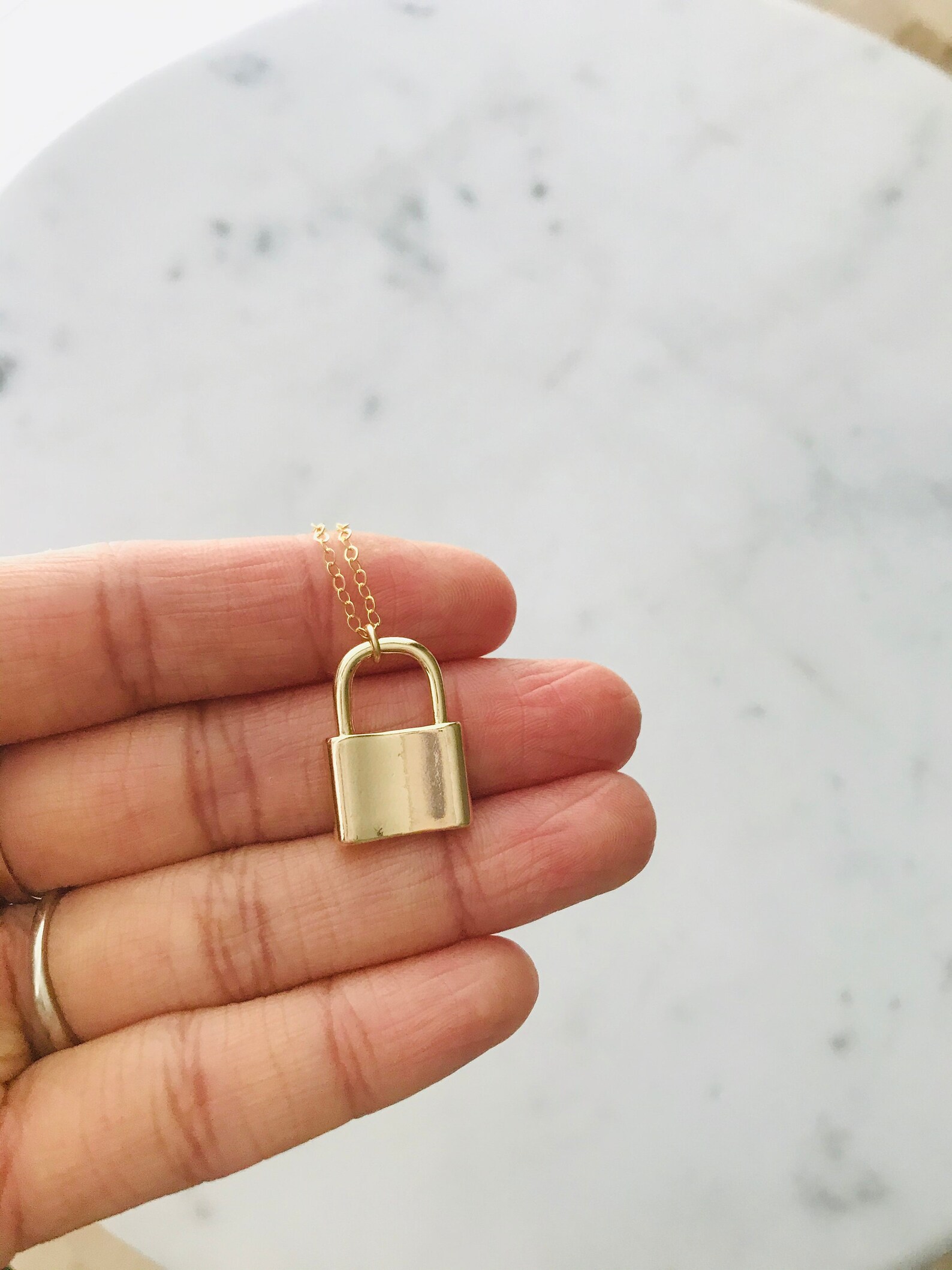 14K Gold Filled Lock Necklace Large Lock Necklace Lock - Etsy