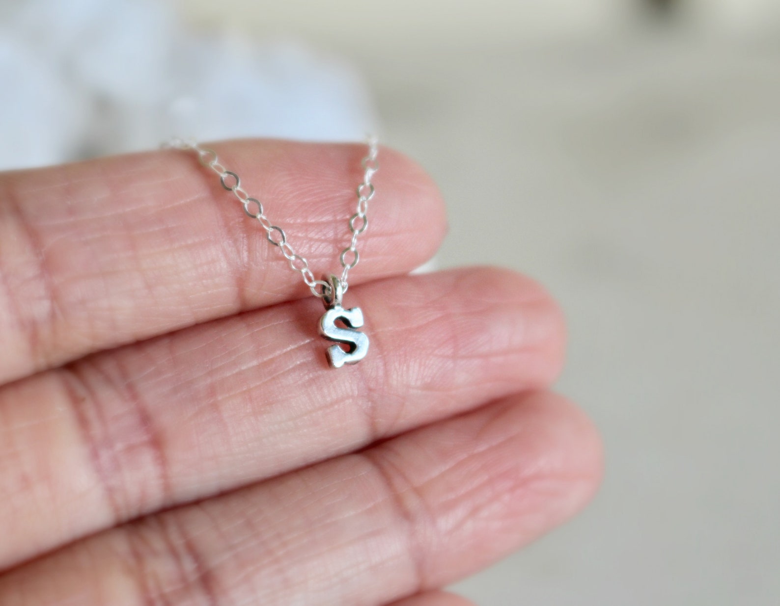 Initial Necklace Block Letter Necklace Tiny Letter Necklace - Etsy