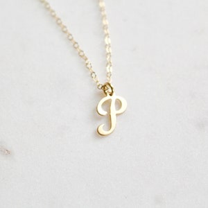 Gold Initial P Necklace, Script Initial P Necklace Monogram P Necklace ...