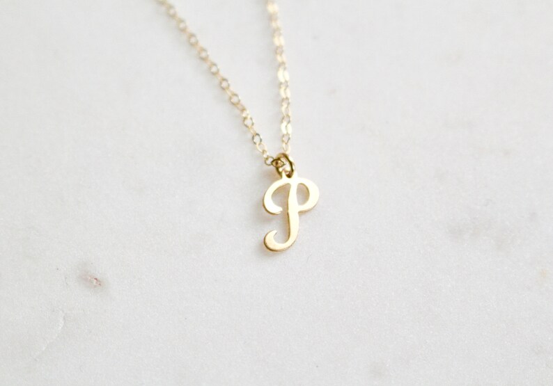 Gold Initial P Necklace Script Initial P Necklace Monogram P - Etsy