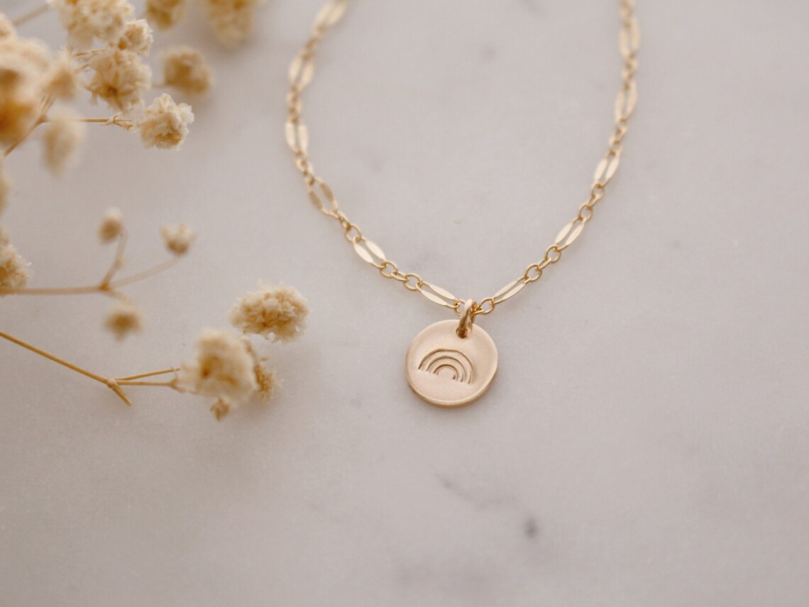 Gold Rainbow Bracelet Dainty Rainbow Bracelet Rainbow Disc - Etsy