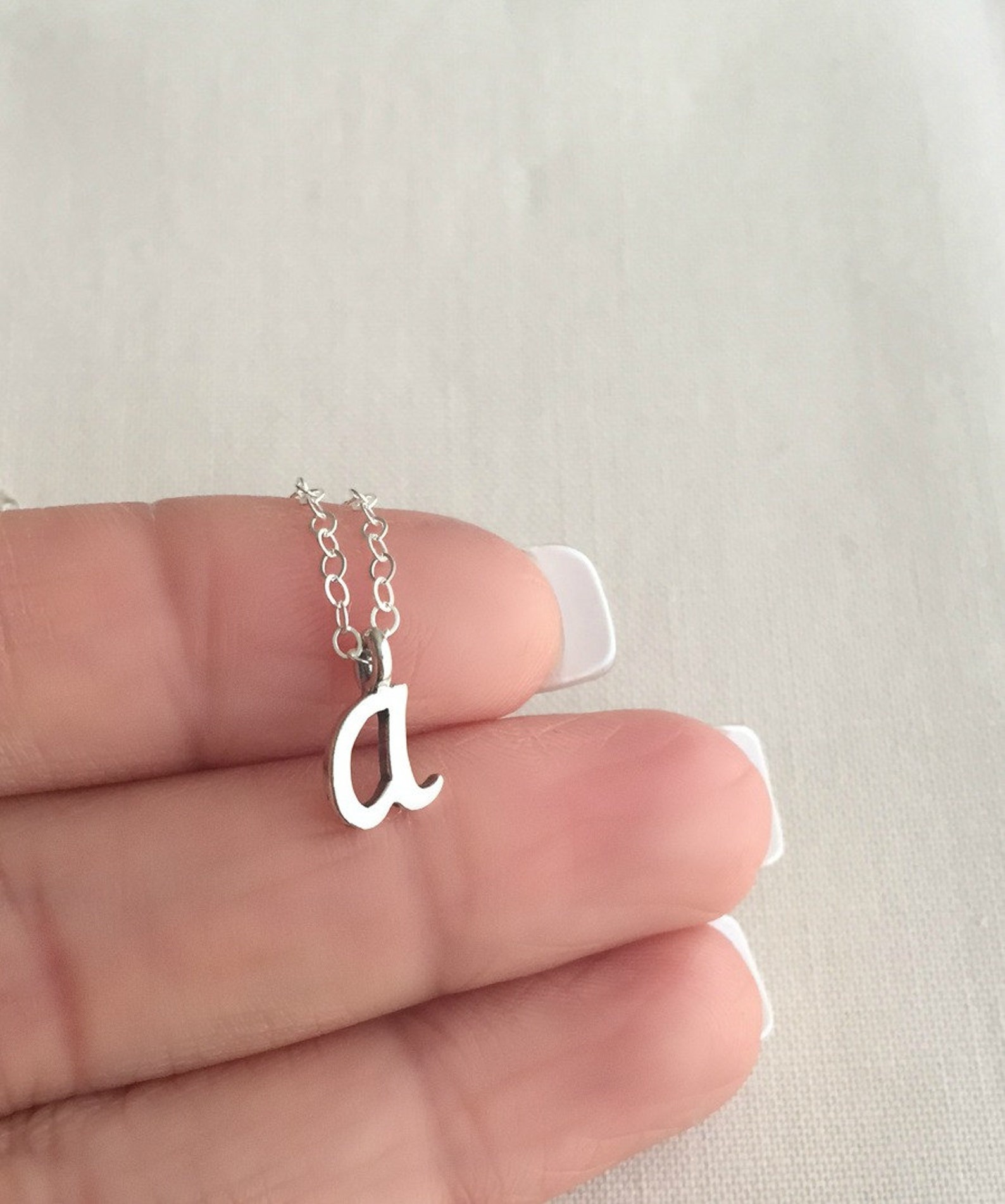 Initial Necklace Cursive Initial Necklace Sterling Silver | Etsy