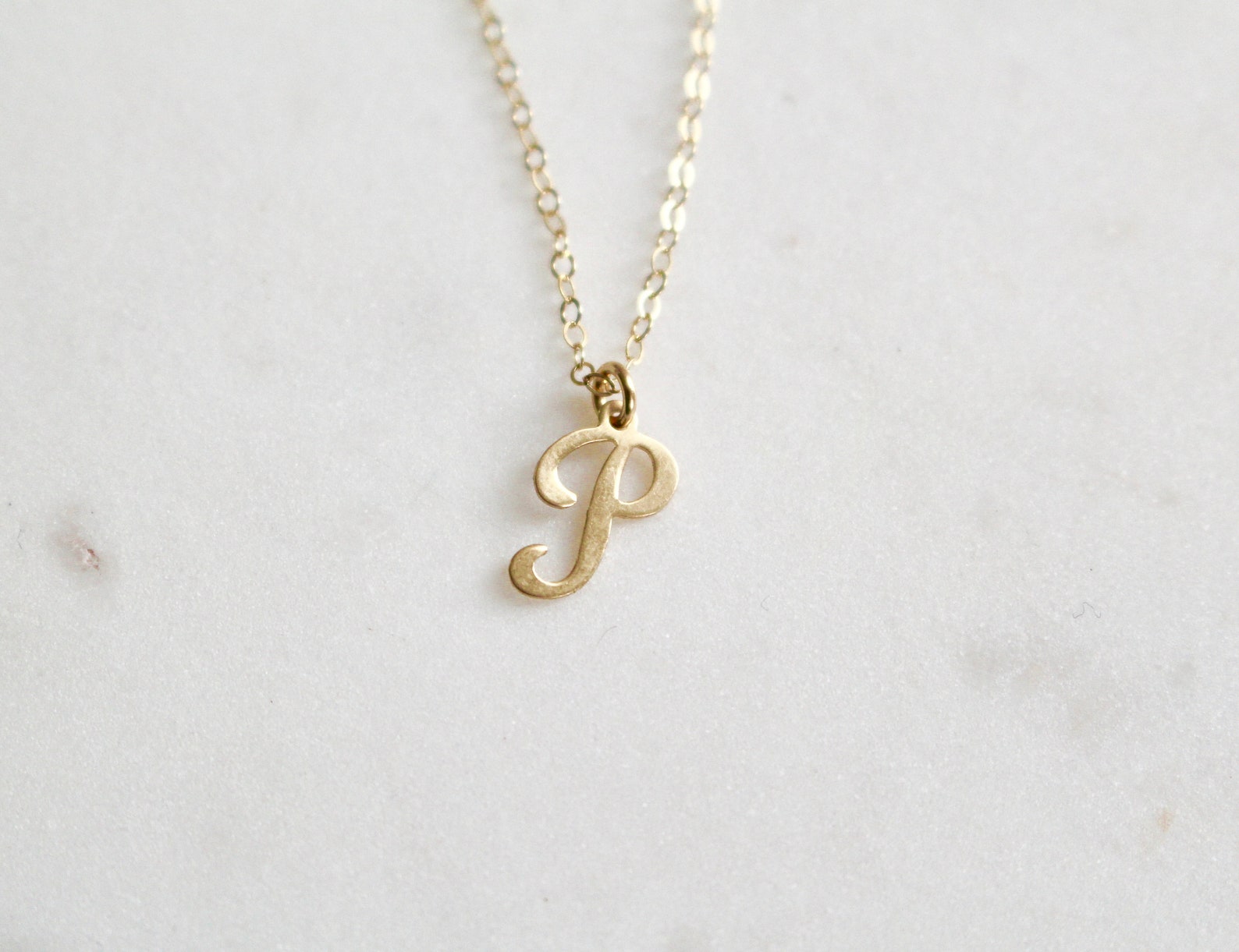 Gold Initial P Necklace Script Initial P Necklace Monogram P | Etsy