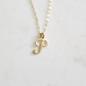 Gold Initial P Necklace, Script Initial P Necklace Monogram P Necklace ...