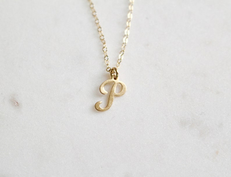 Gold Initial P Necklace Script Initial P Necklace Monogram P - Etsy