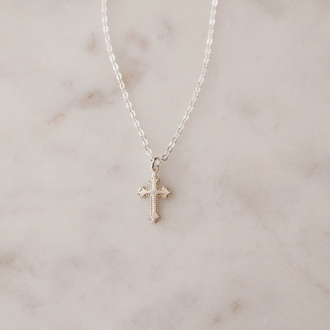 Dainty Cross Necklace, Sterling Silver or 14k Gold Fill, Gift for Her ...