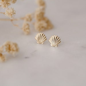 Tiny Shell Stud Earrings - Minimal Seashell Earrings - Dainty Seashell ...