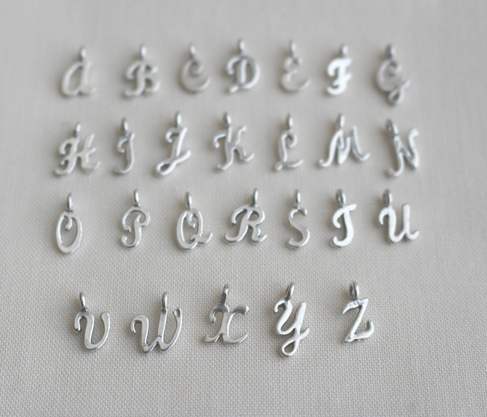 Initial Necklace Cursive Initial Necklace Sterling Silver | Etsy