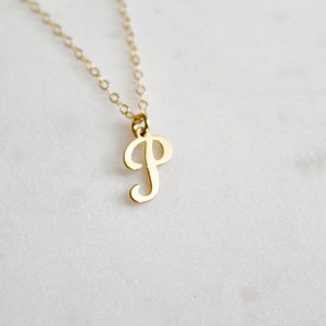 Gold Initial P Necklace, Script Initial P Necklace Monogram P Necklace ...