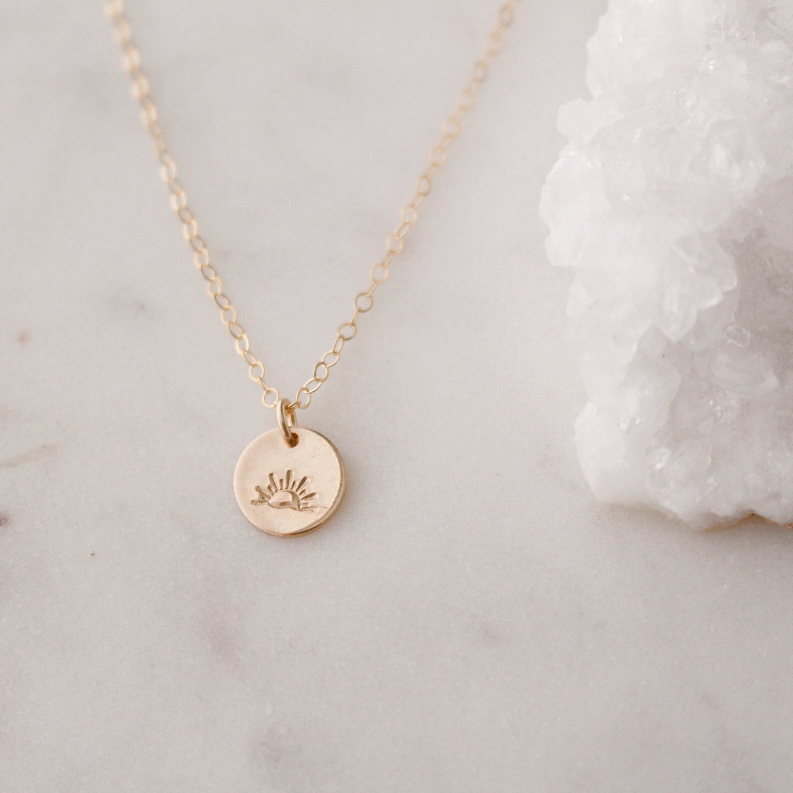 Sunrise Disc Necklace Gold Sun Necklace Sunshine Necklace - Etsy