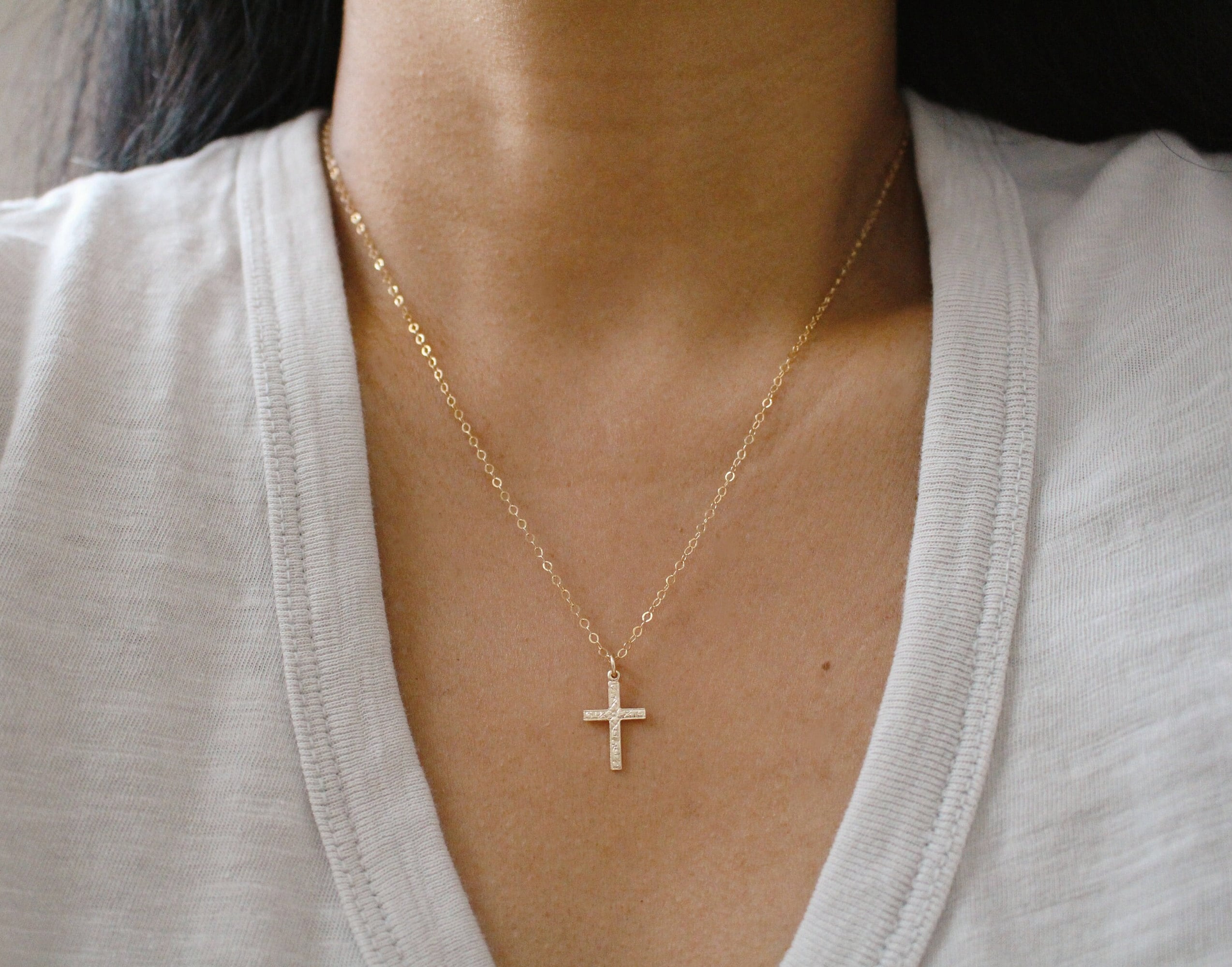 Floral Cross Necklace Dainty Flower Cross Necklace | Etsy