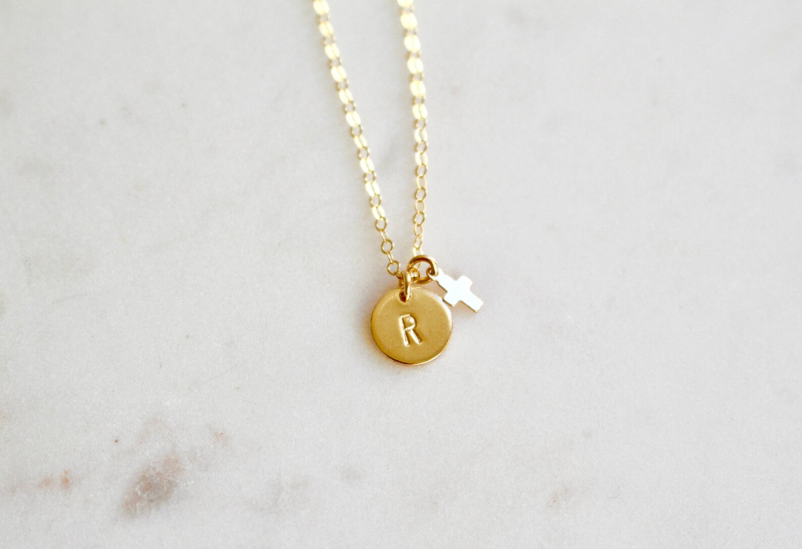 Gold Initial Disk Necklace Initial Necklace Personalize - Etsy
