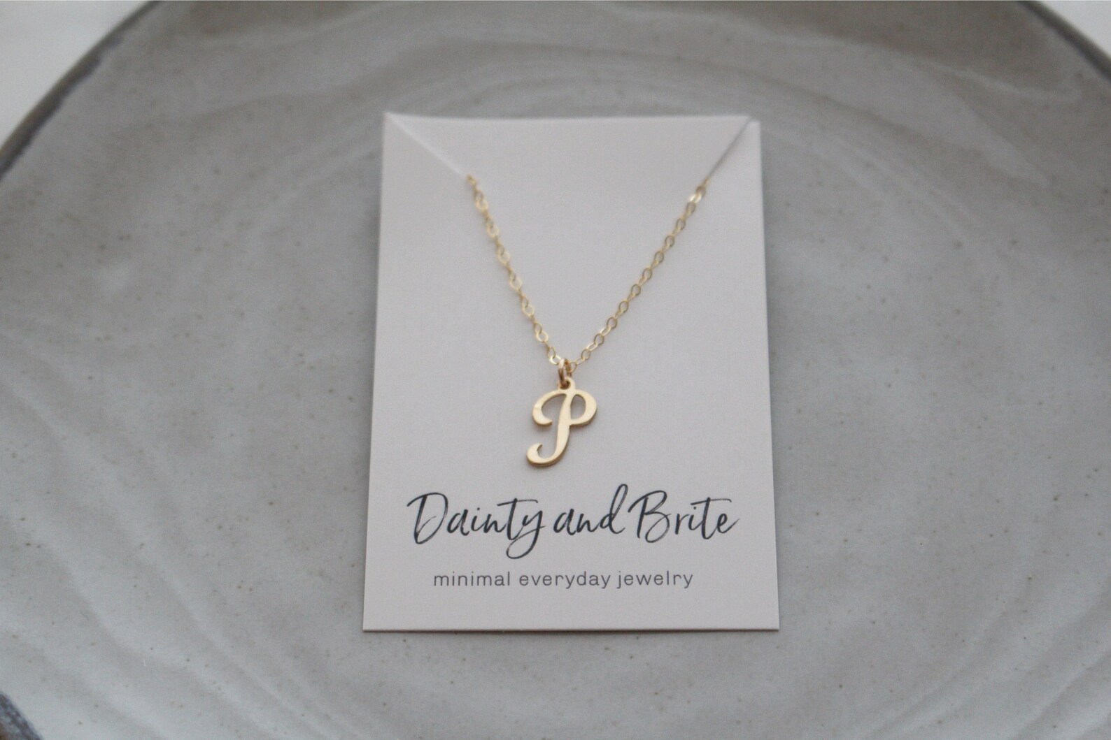 Gold Initial P Necklace Script Initial P Necklace Monogram P | Etsy