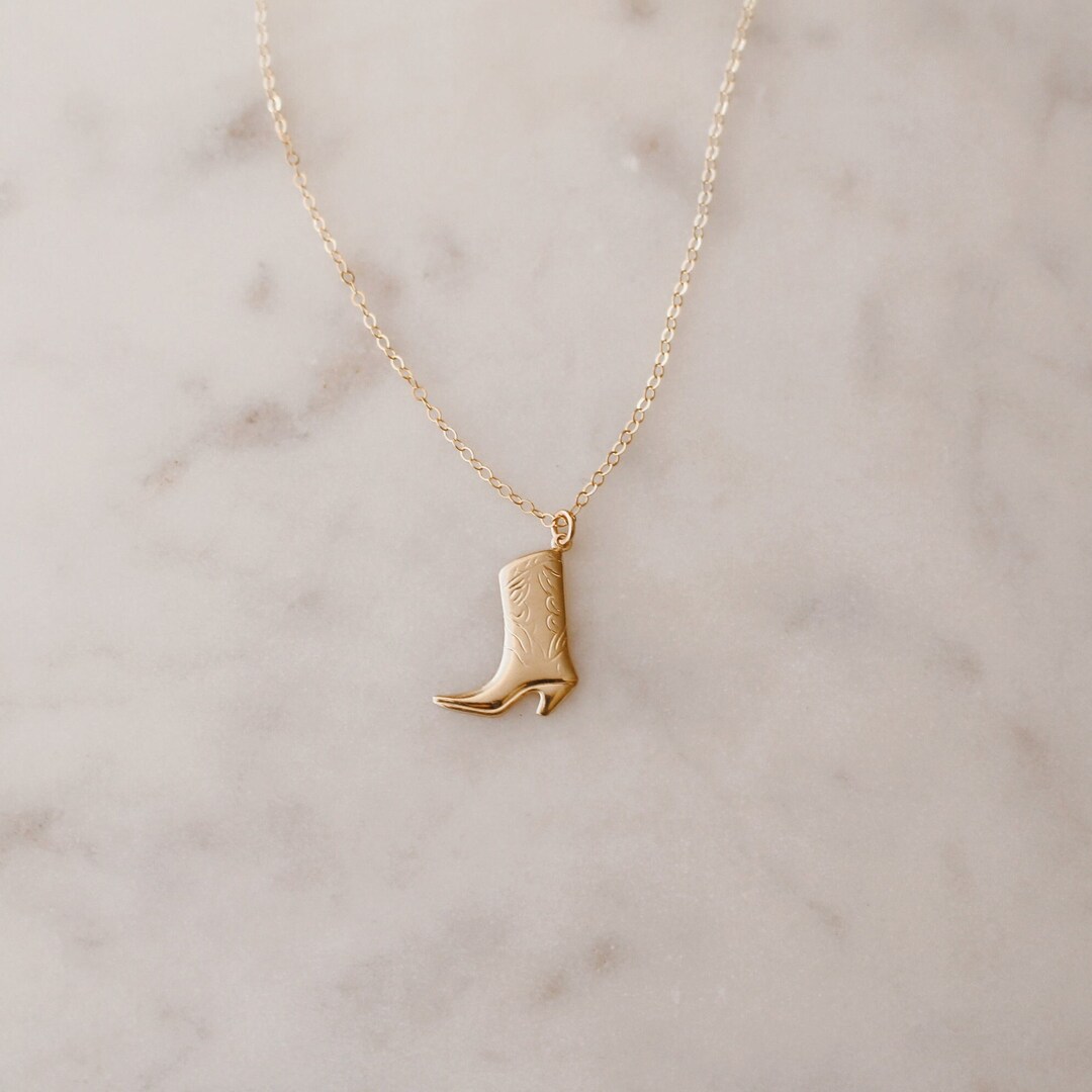Cowgirl Boot Necklace, Gold Cowgirl Necklace, Cowboy Boots Necklace ...