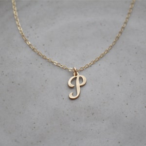 Gold Initial P Necklace, Script Initial P Necklace Monogram P Necklace ...