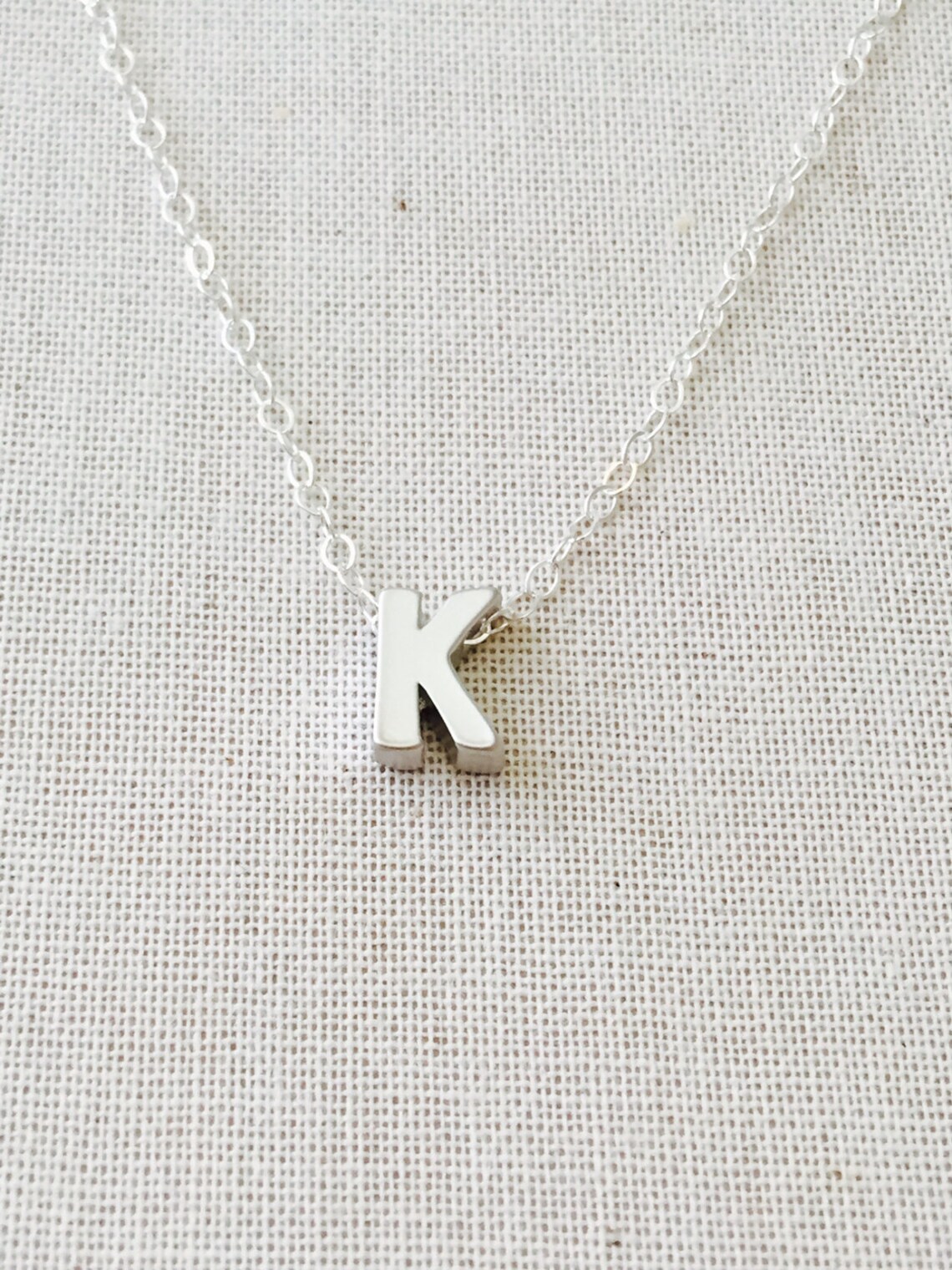 Small Letter K Necklace Sterling Silver Necklace Initial K Etsy
