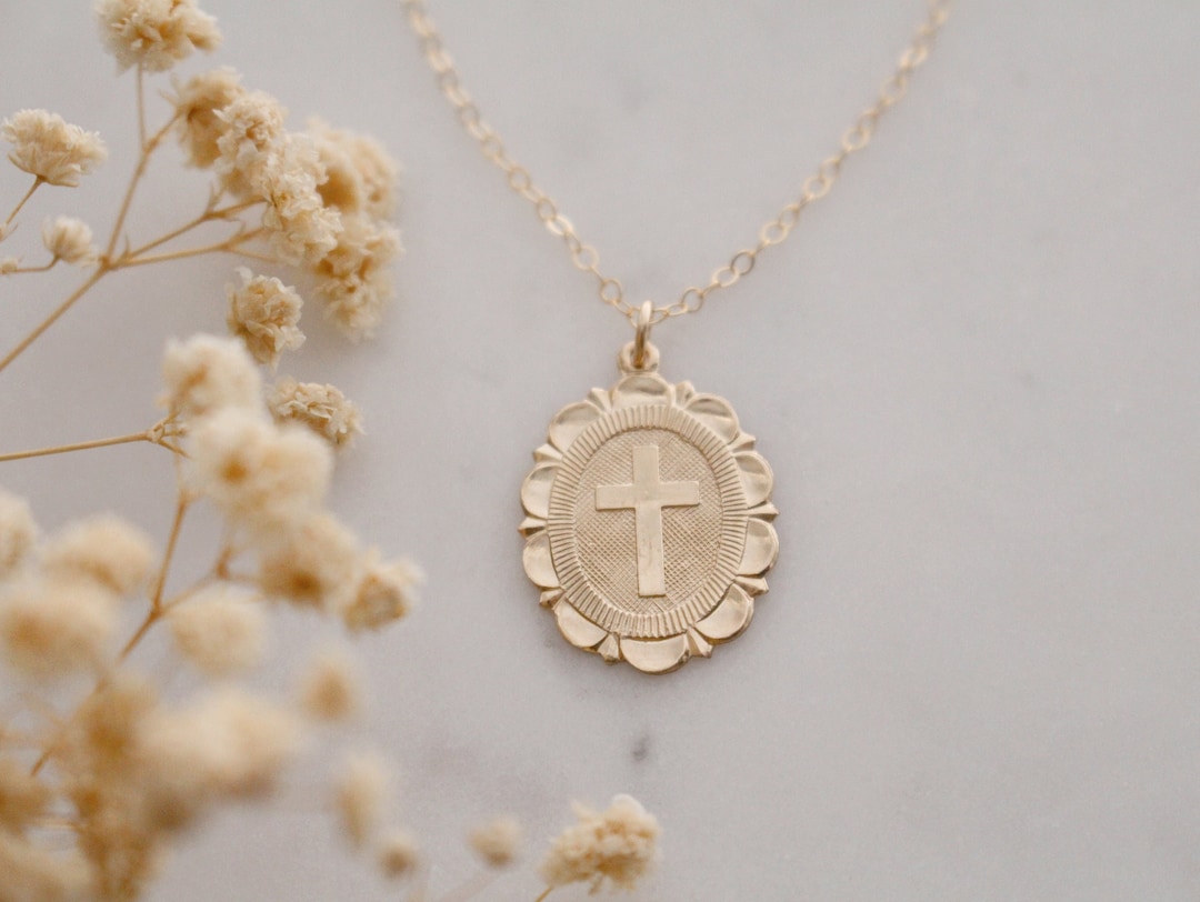 Cross Necklace, 14k Gold Filled Cross Necklace, Large Cross Necklace ...