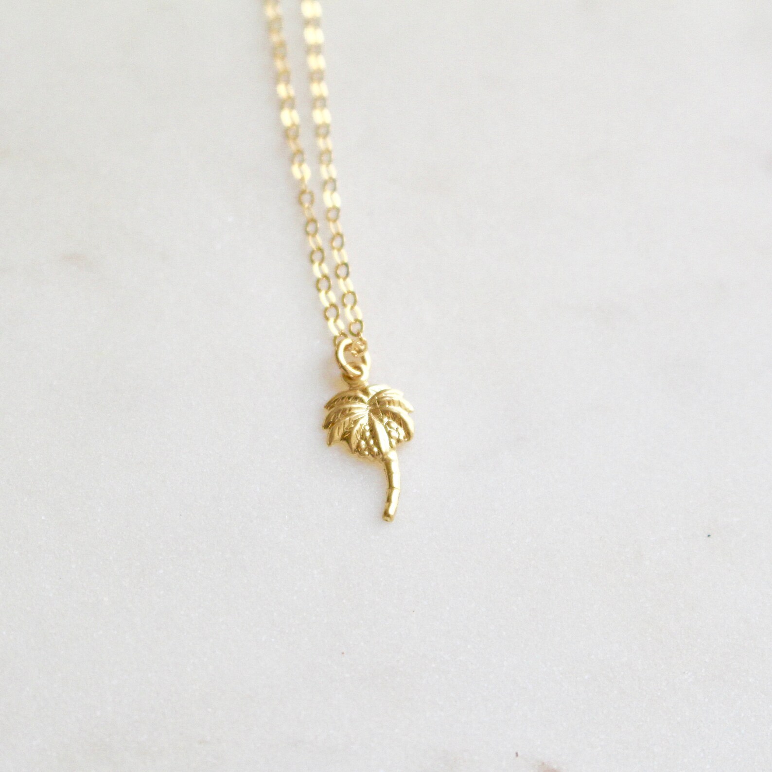 Gold Palm Tree Necklace 14k Gold Fill Necklace Tropical Tree | Etsy